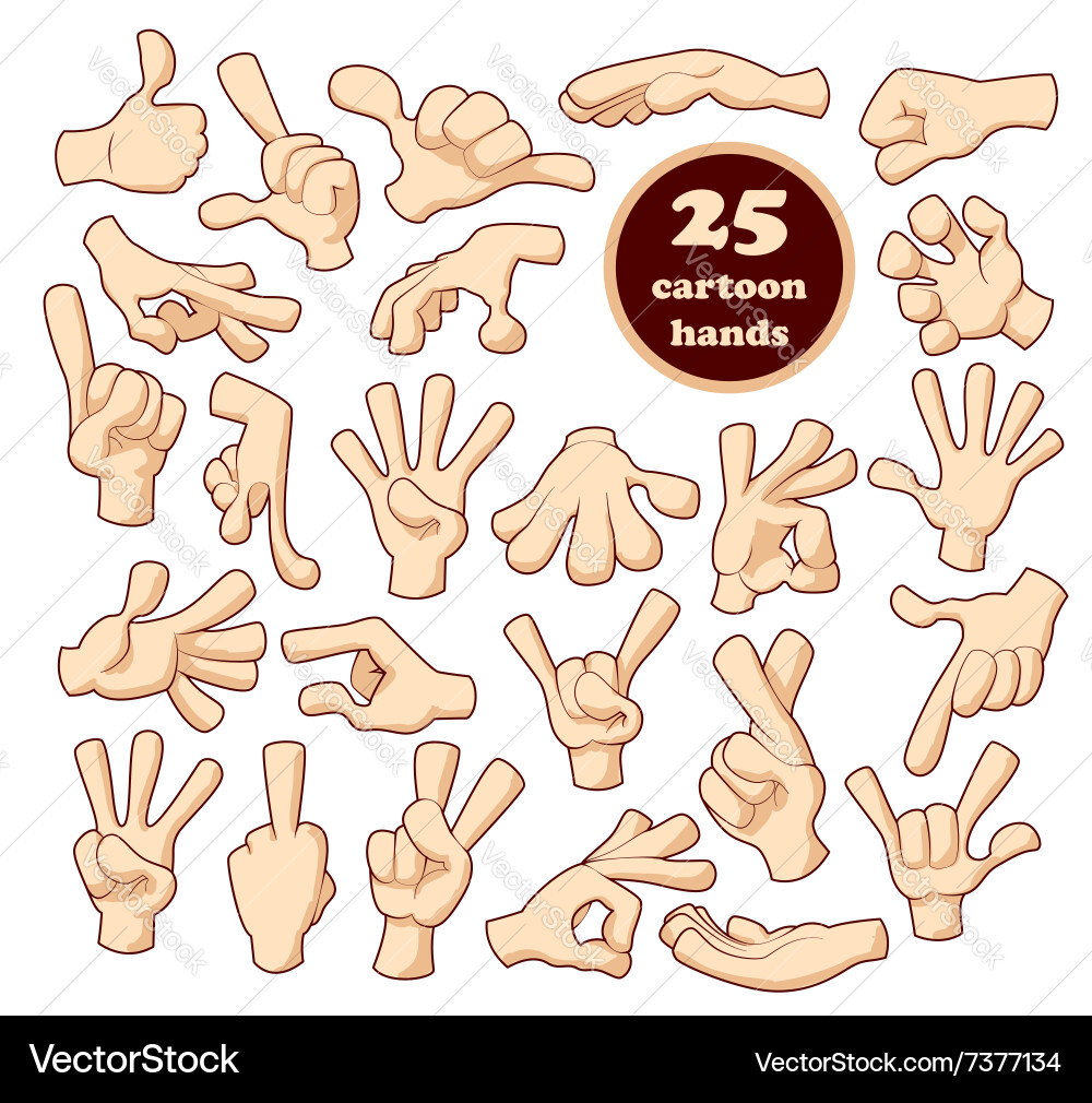 Comics cartoon hands set Royalty Free Vector Image