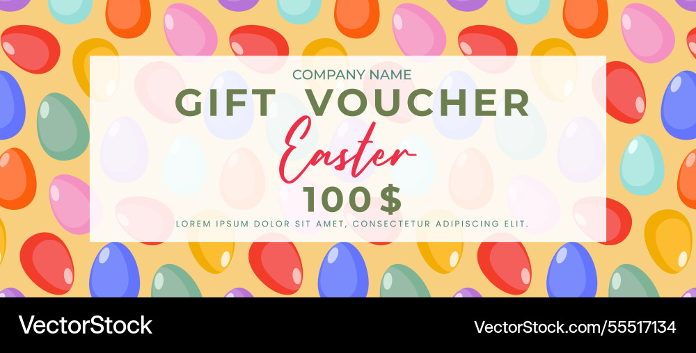 Easter gift certificate template with colorful Vector Image