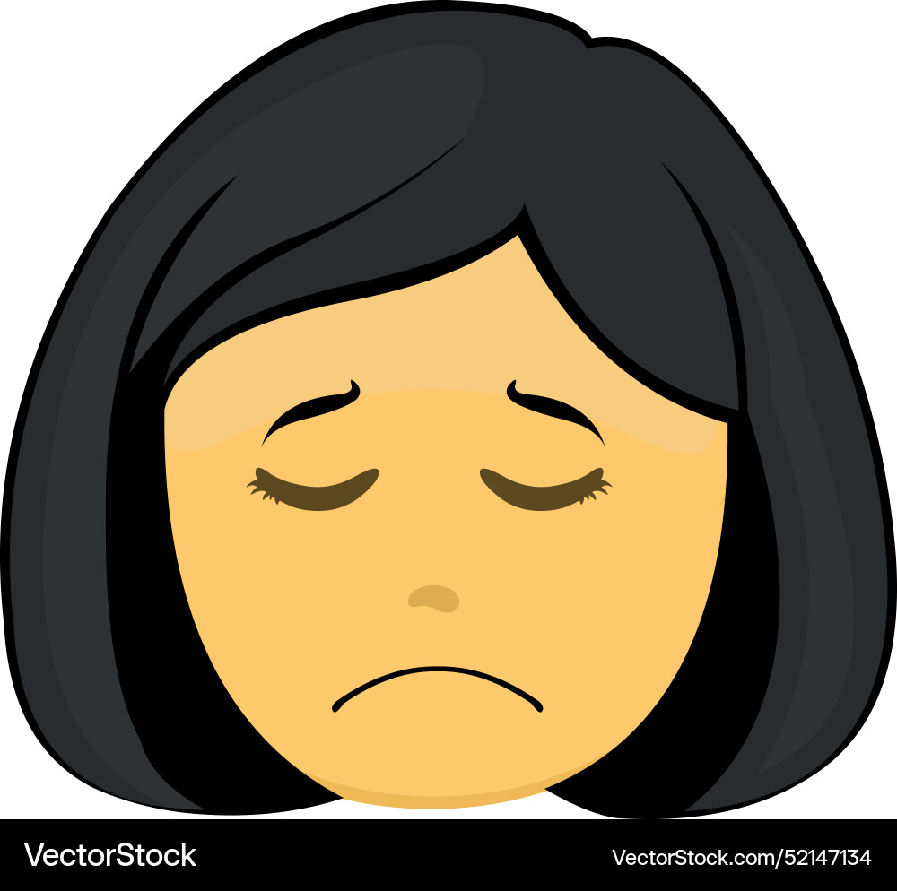 Emoji woman head sad expression Royalty Free Vector Image