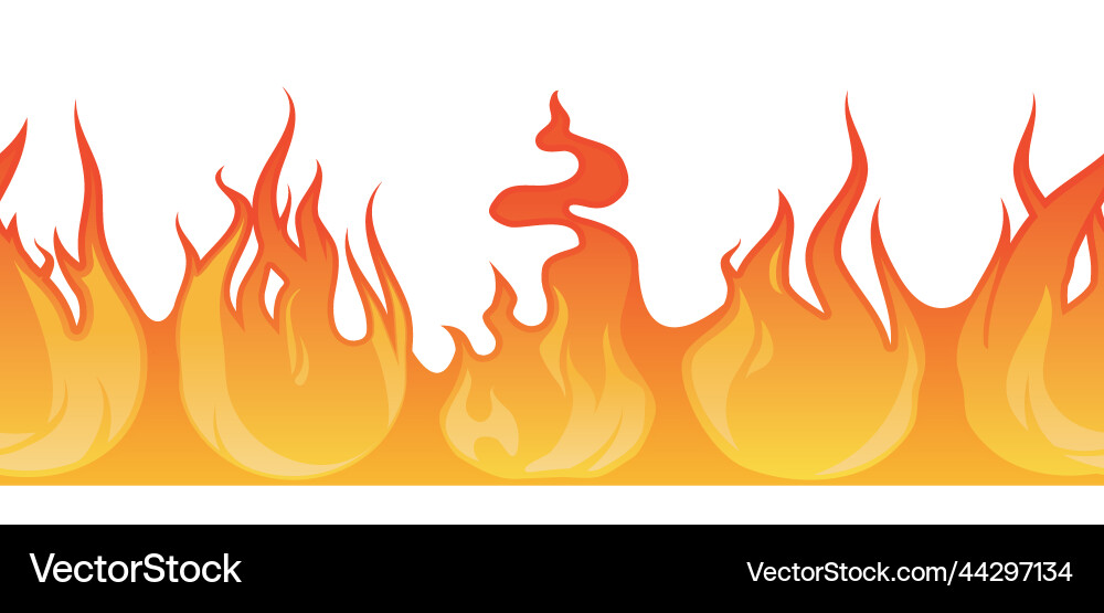 Fire seamless horizontal pattern cartoon flame Vector Image
