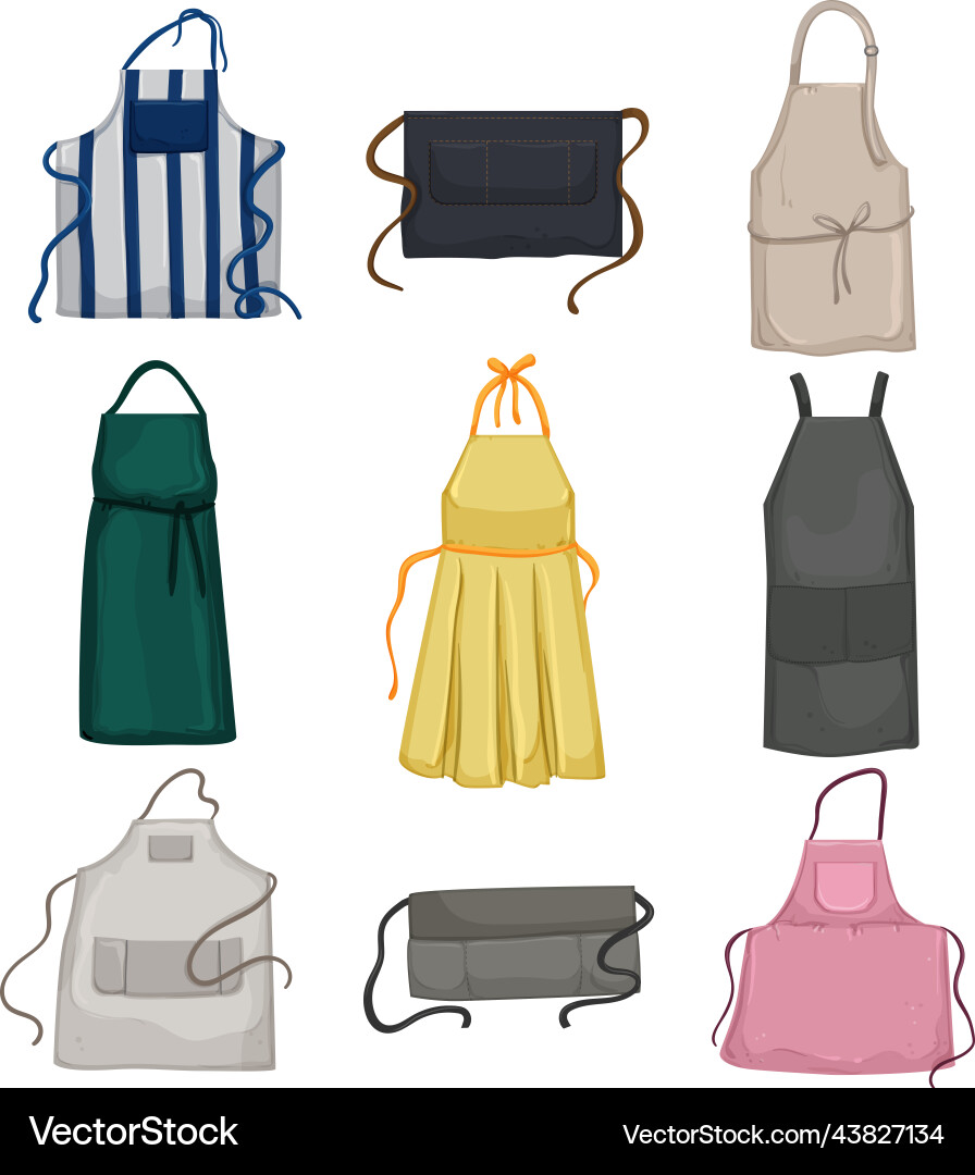 Kitchen apron chef set cartoon Royalty Free Vector Image