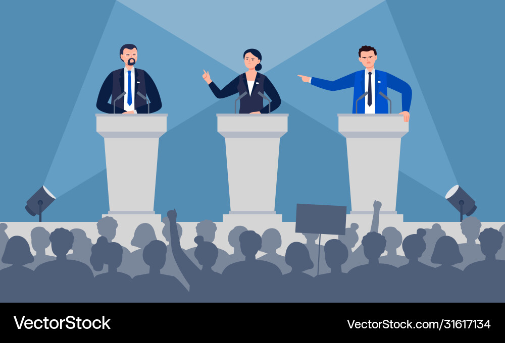 Politicians are discussing on stage Royalty Free Vector