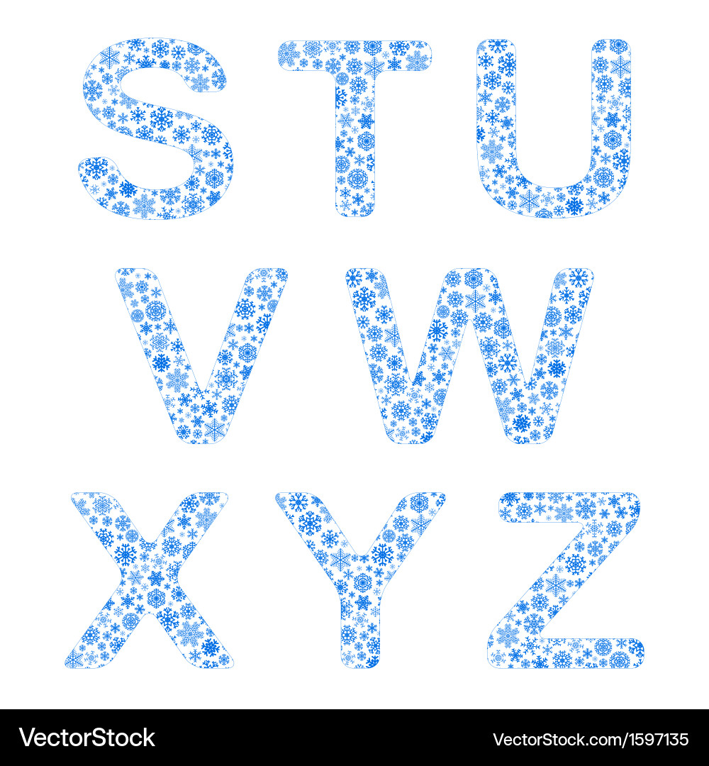 Alphabet from snowflakes Royalty Free Vector Image