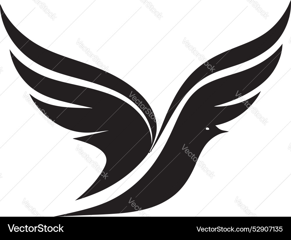Black dove logo with text and geometric Royalty Free Vector