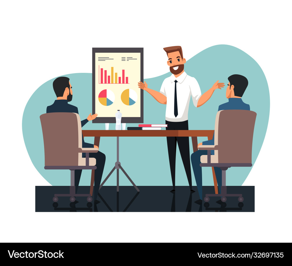Businessman reporting with analytical results Vector Image