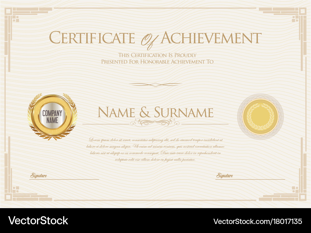 Certificate retro vintage design 6 Royalty Free Vector Image