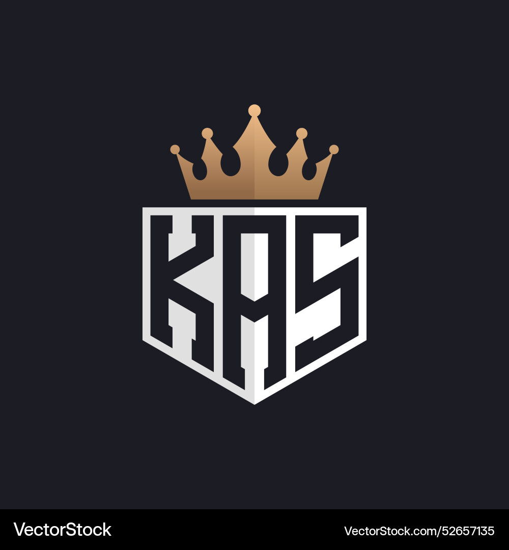 Luxury kas logo with crown elegant initials Vector Image