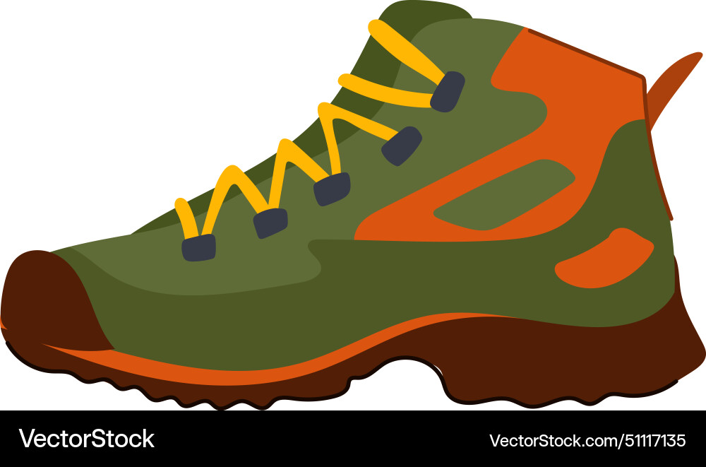 Mountains hiking boots female cartoon Royalty Free Vector