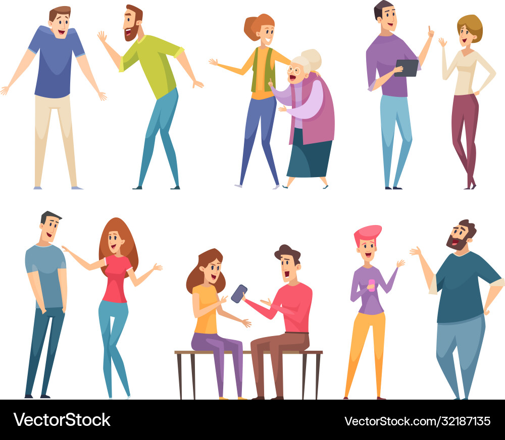 People talking conversation crowd communication Vector Image