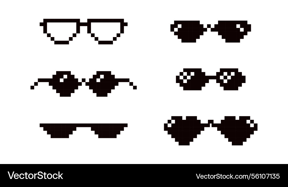 Pixel Gläser 8 bit y2k Sonnenbrille Meme Ikone Vektorbild