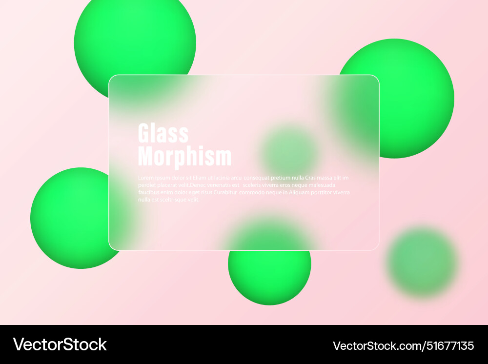 Rectangular glass banner with blurry floating Vector Image