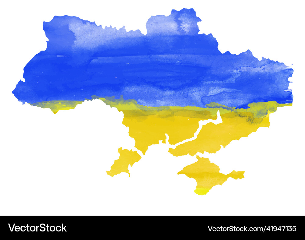 Ukraine map in flag colours Royalty Free Vector Image