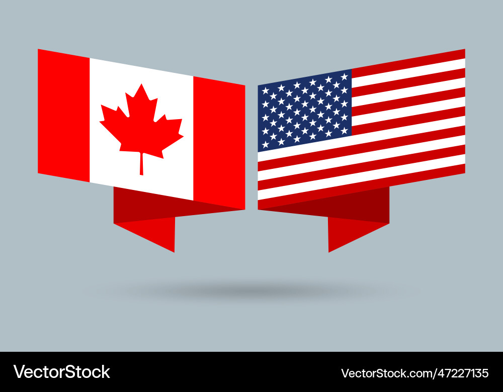 Usa und canada flags american canadian symbol Vektorbild