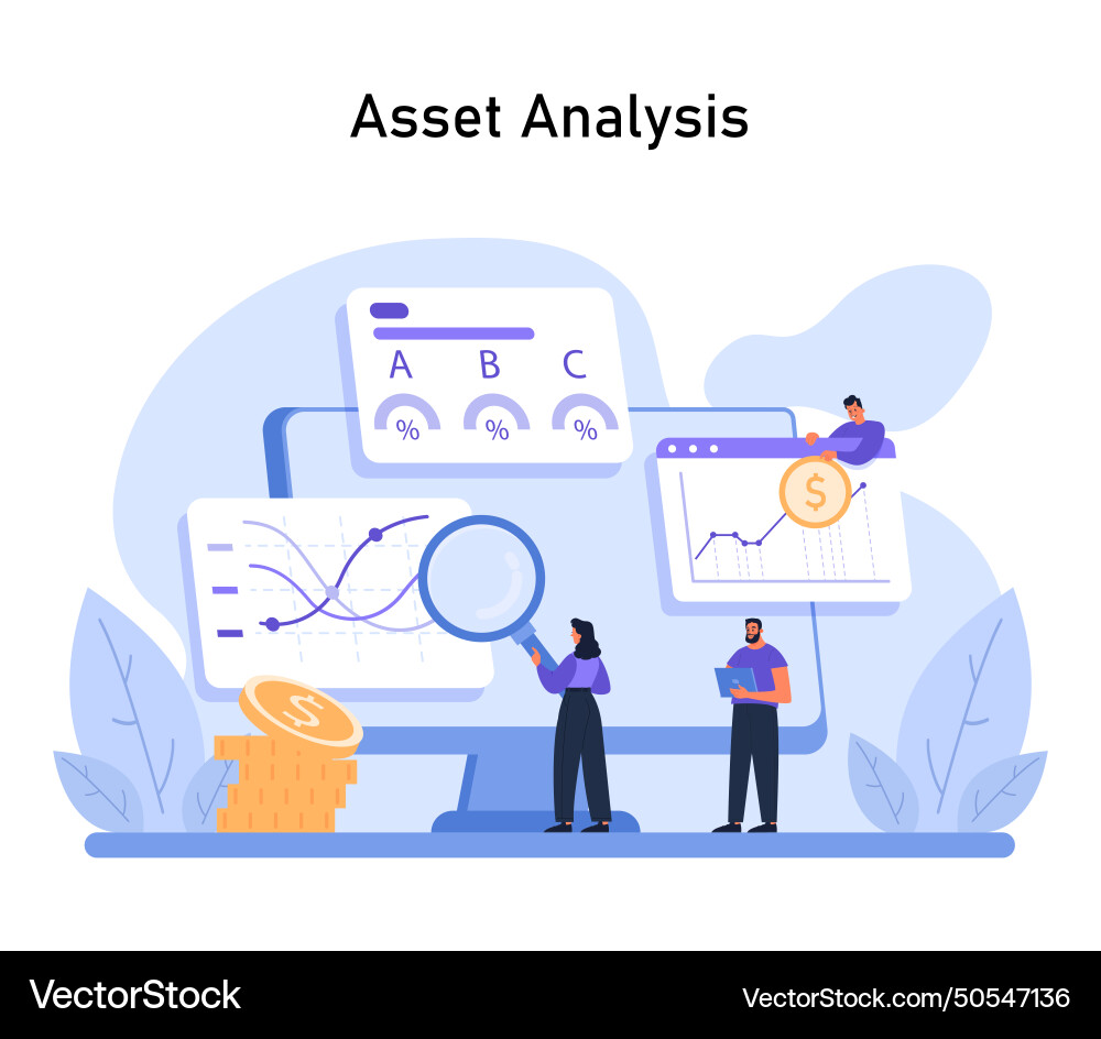Asset analysis concept detailed examination Vector Image