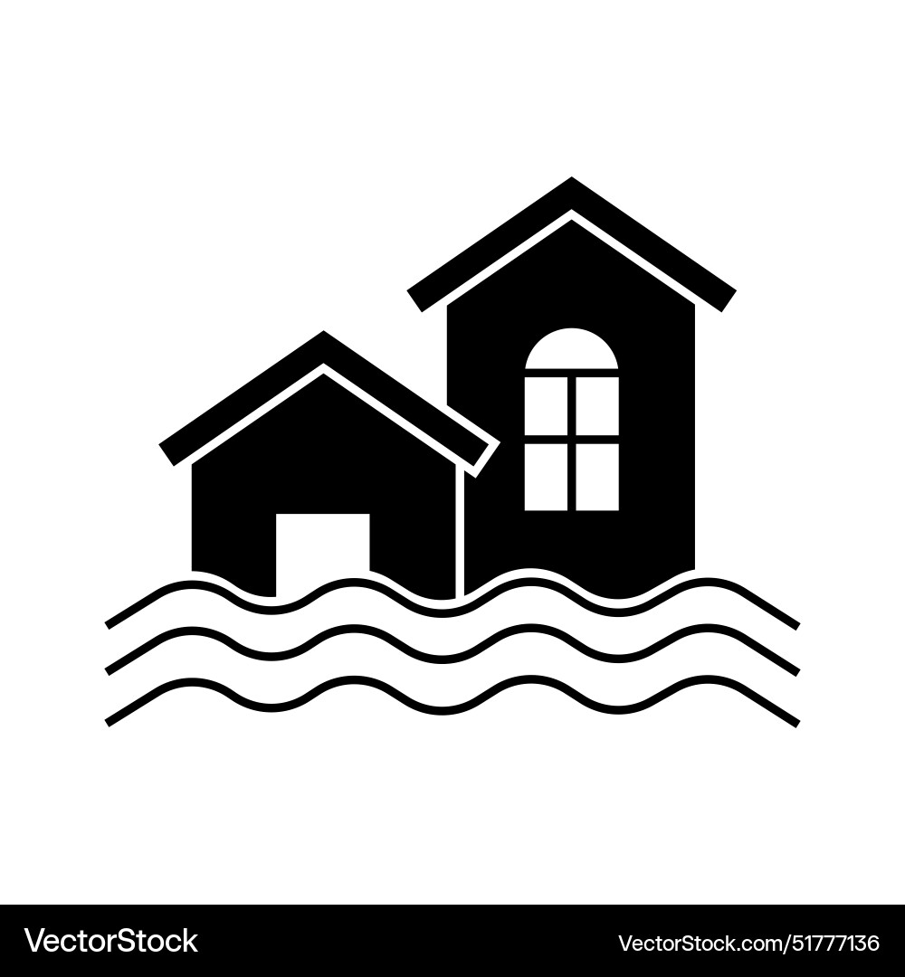 Flooded house icon Royalty Free Vector Image - VectorStock