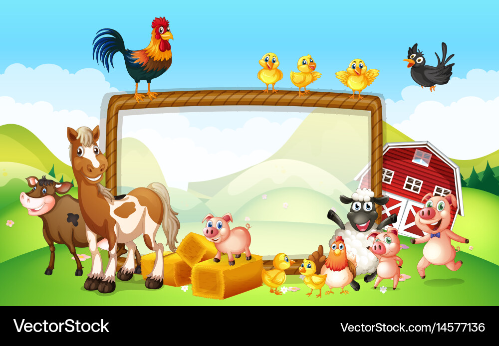Frame design with farm animals Royalty Free Vector Image