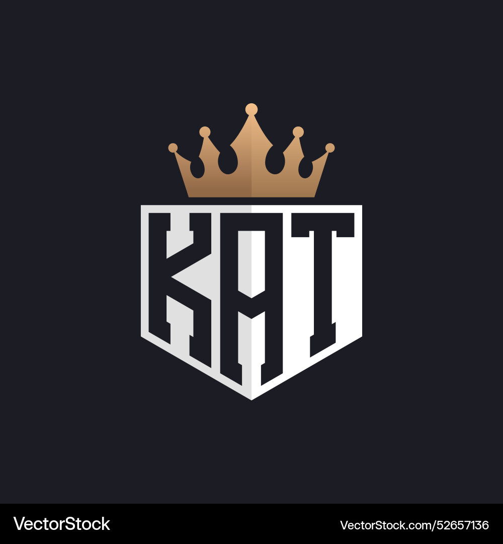 Luxury kat logo with crown elegant initials Vector Image