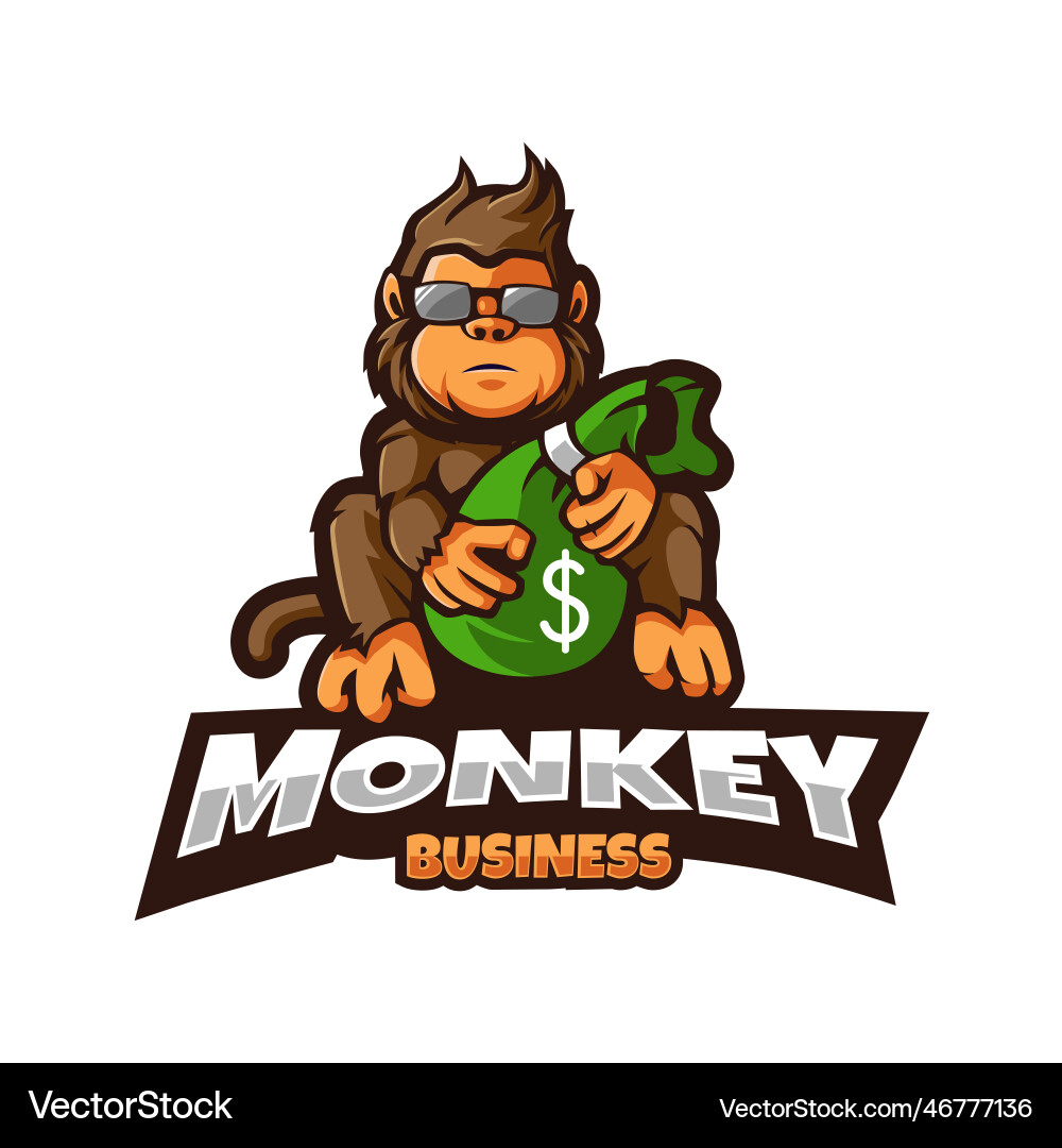 Monkey with money bag Royalty Free Vector Image