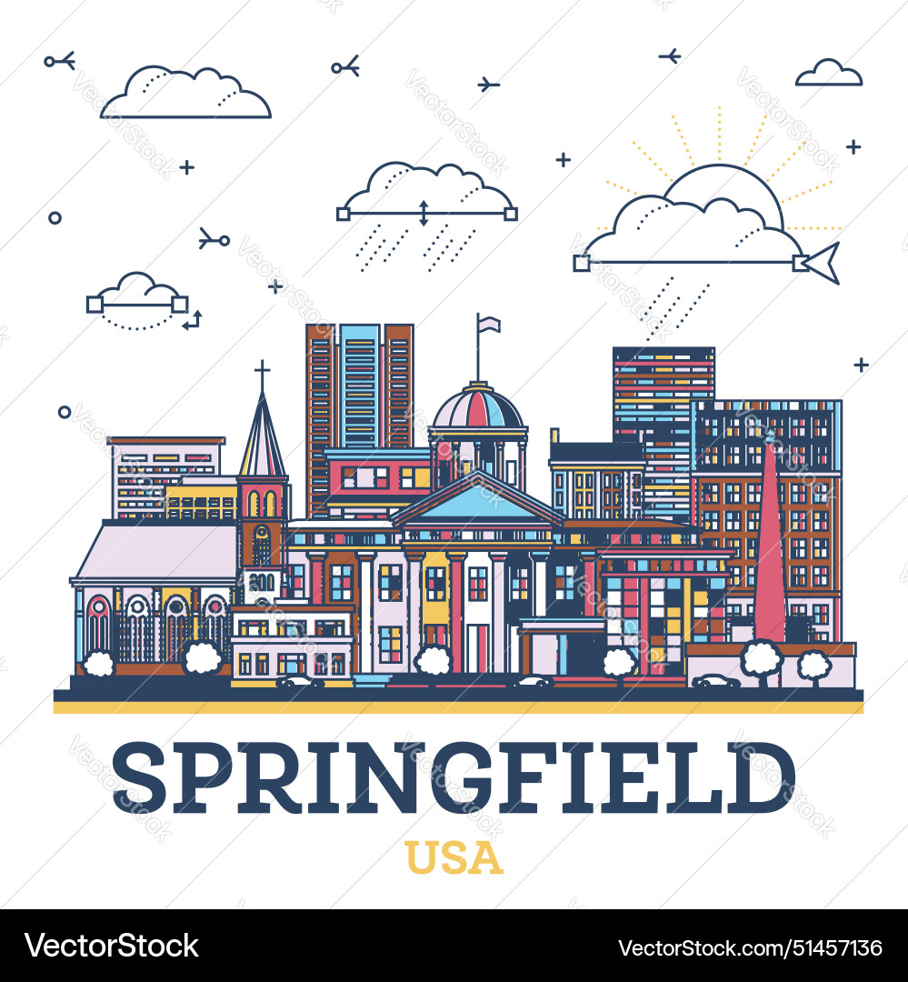 Outline springfield illinois city skyline Vector Image