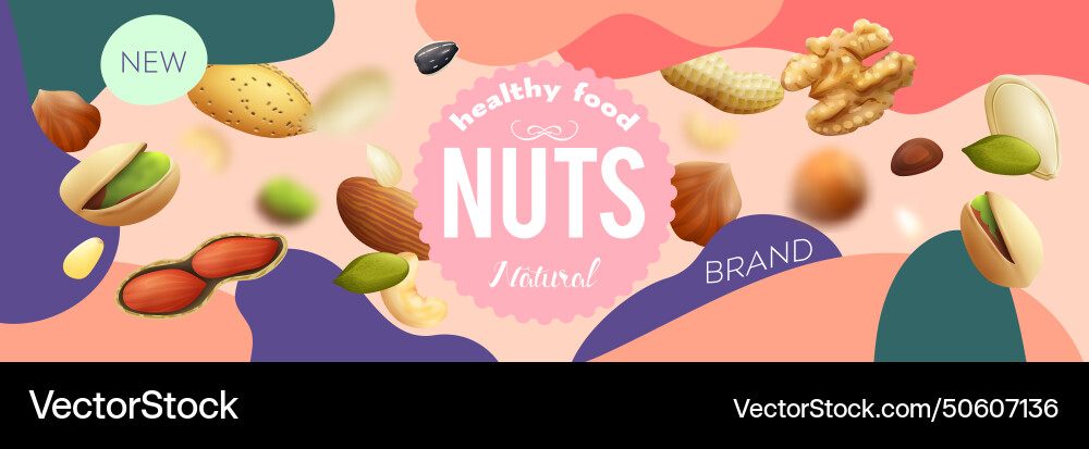 Realistic nuts poster Royalty Free Vector Image