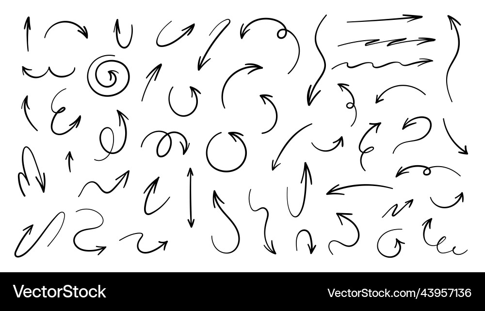 Set of arrows hand drawn Royalty Free Vector Image