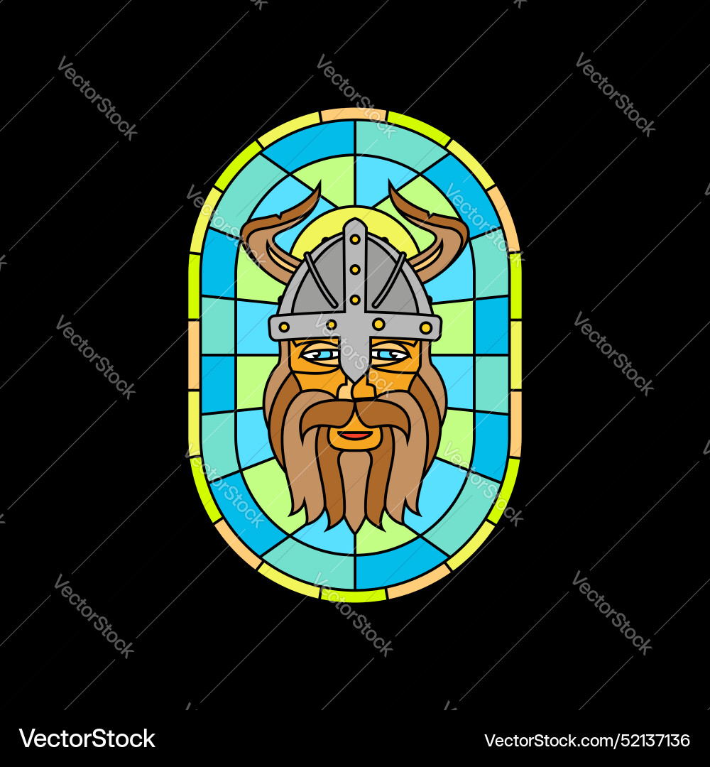 Viking warrior colorful stained glass window Vector Image