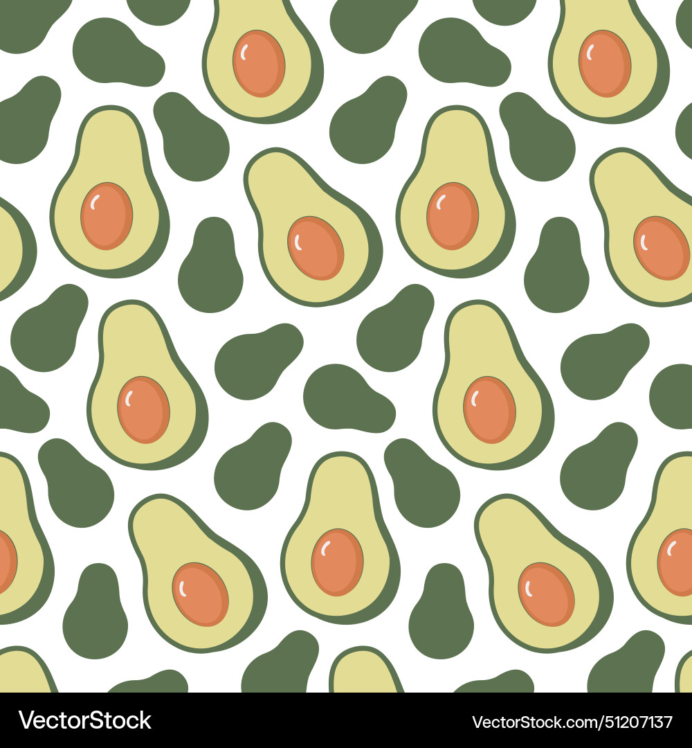 Avocado seamless pattern on white background Vector Image