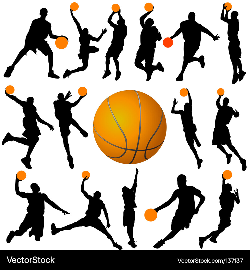 Basketball player and ball Royalty Free Vector Image