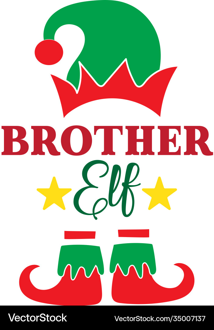 Brother elf christmas isolated Royalty Free Vector Image