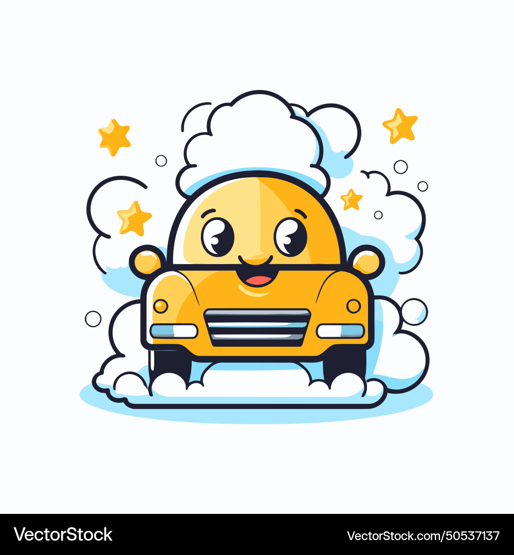 Cute cartoon yellow car character with chef hat Vector Image