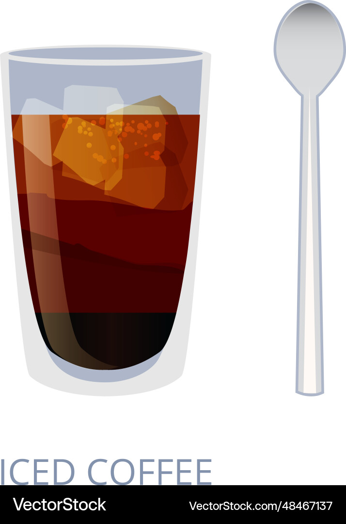 Iced Coffee with Ice Cubes Royalty Free Vector Image