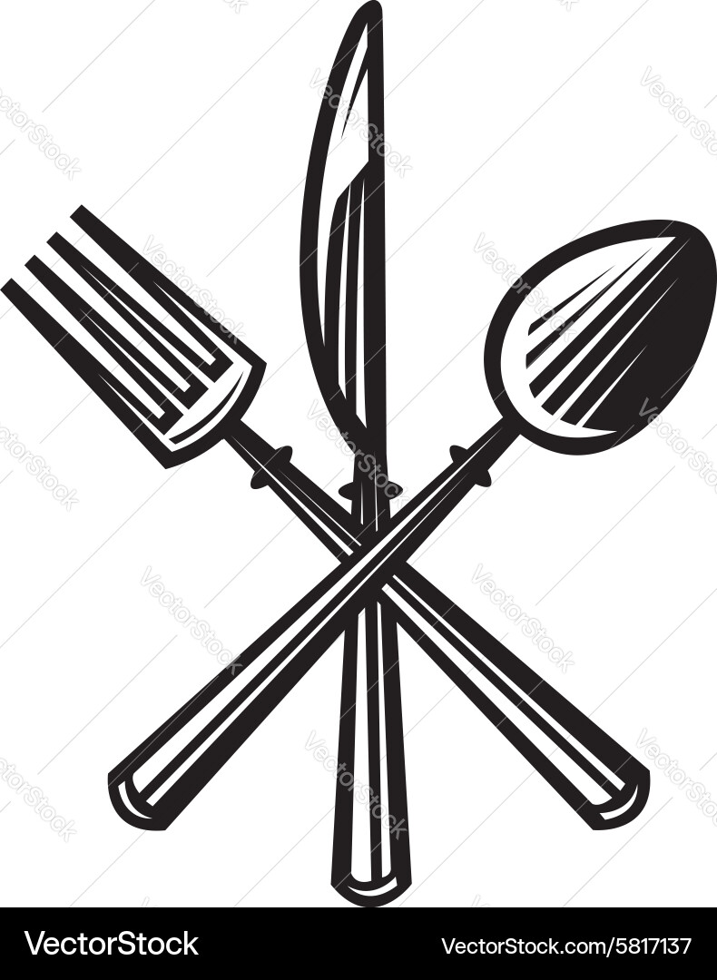 Knife fork and spoon Royalty Free Vector Image
