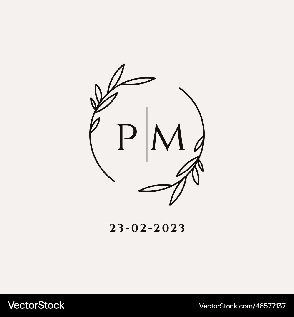 Letter pm wedding monogram logo design Royalty Free Vector