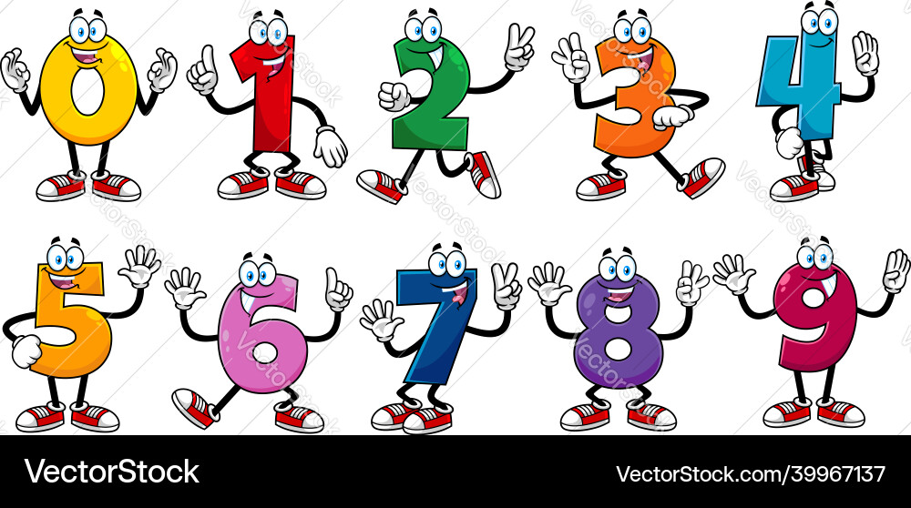 Number Cartoon Characters Collection Royalty Free Vector