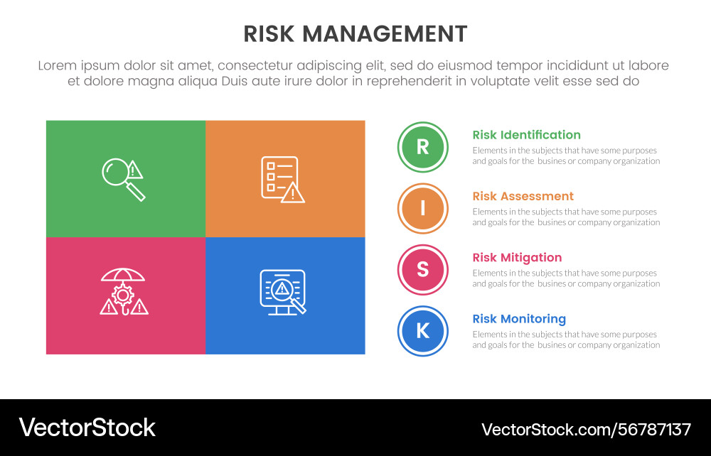 Risk management infographic with 4 point stage Vector Image
