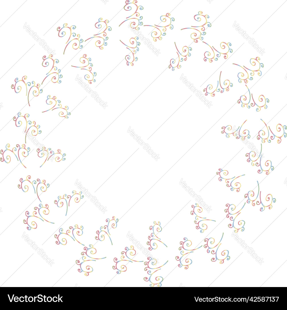 Round frame with multicolored decorative elements Vector Image