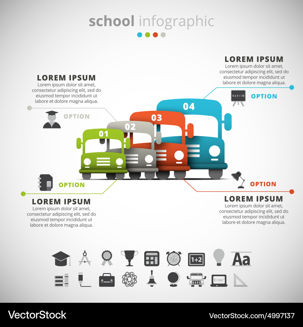 School Transportation Infographic Royalty Free Vector Image