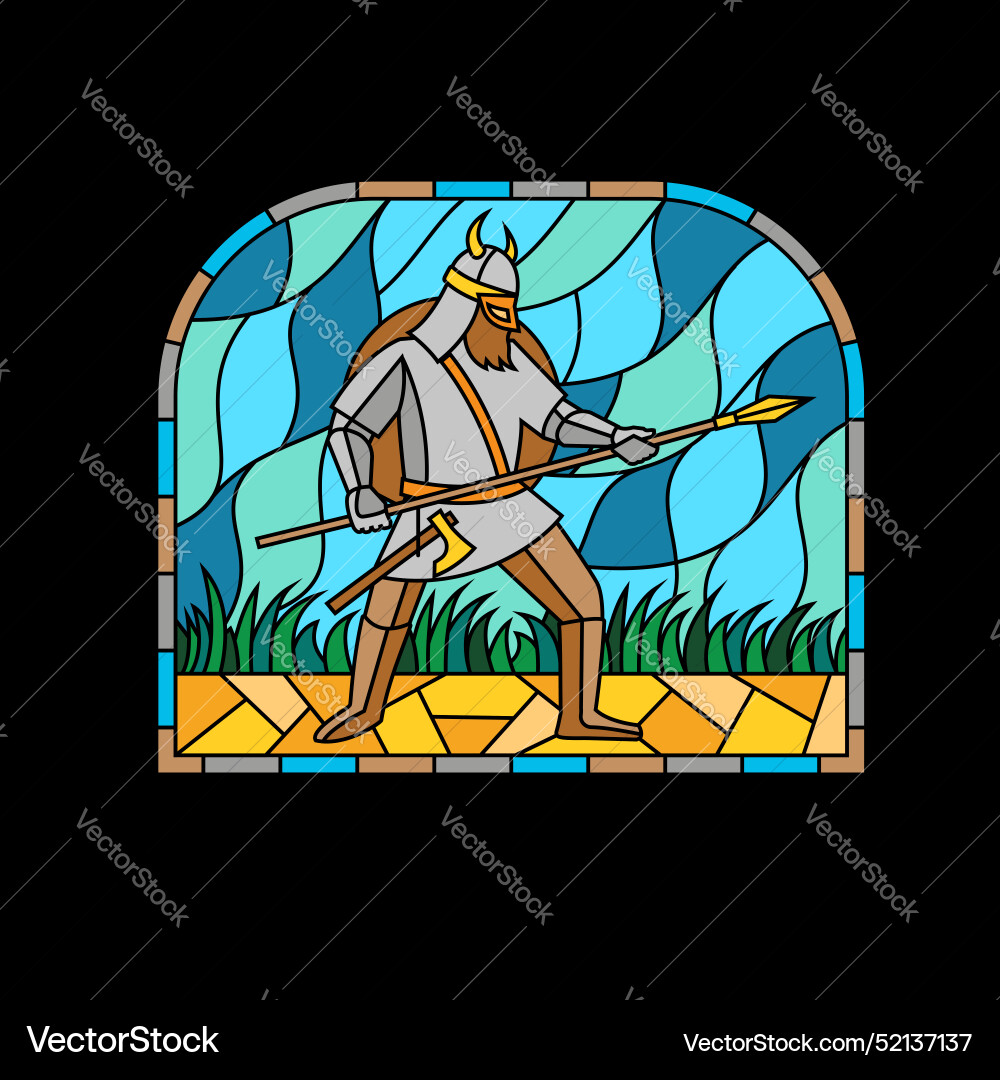 Viking warrior colorful stained glass window Vector Image