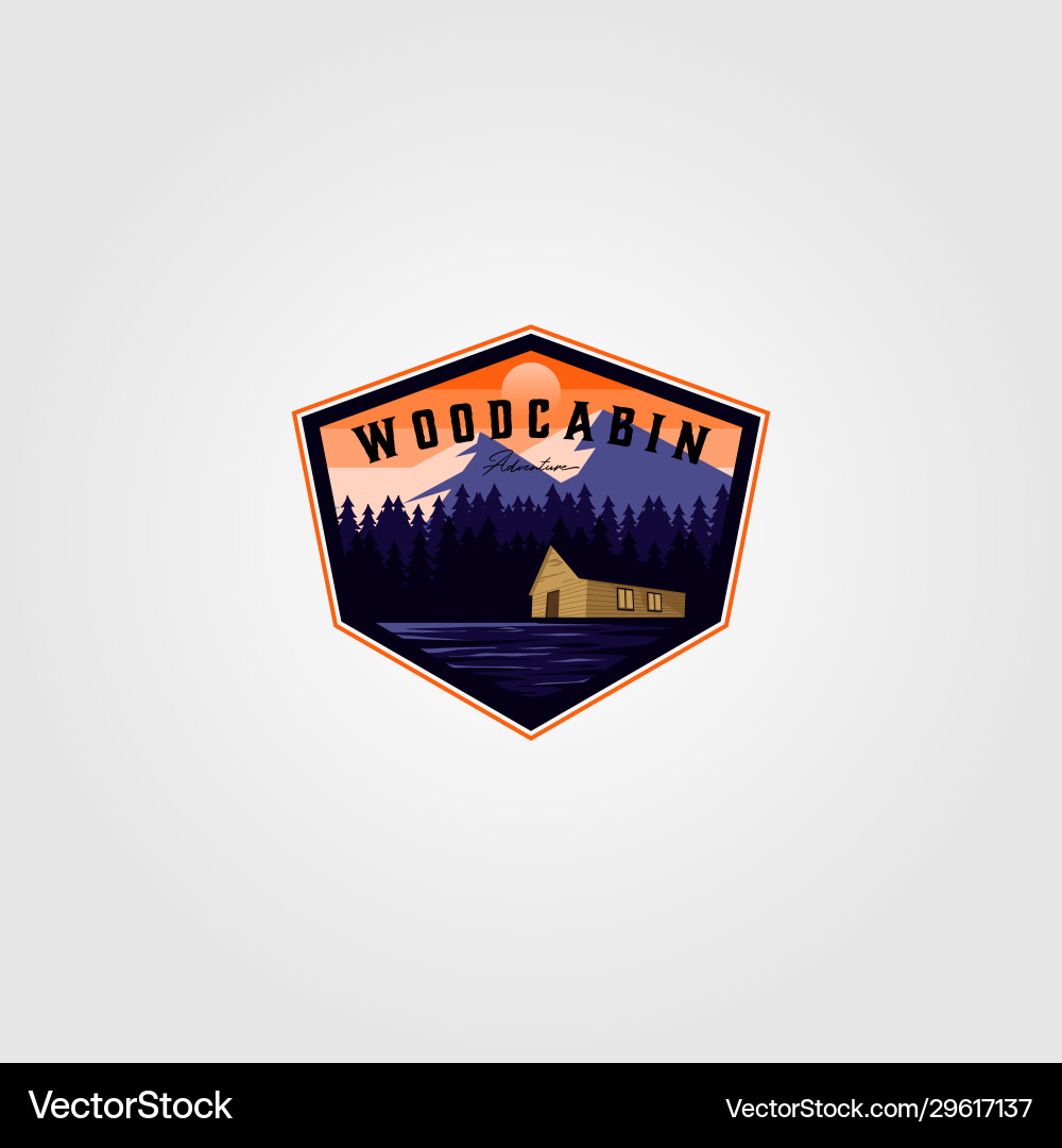 Vintage cabin adventure logo design Royalty Free Vector