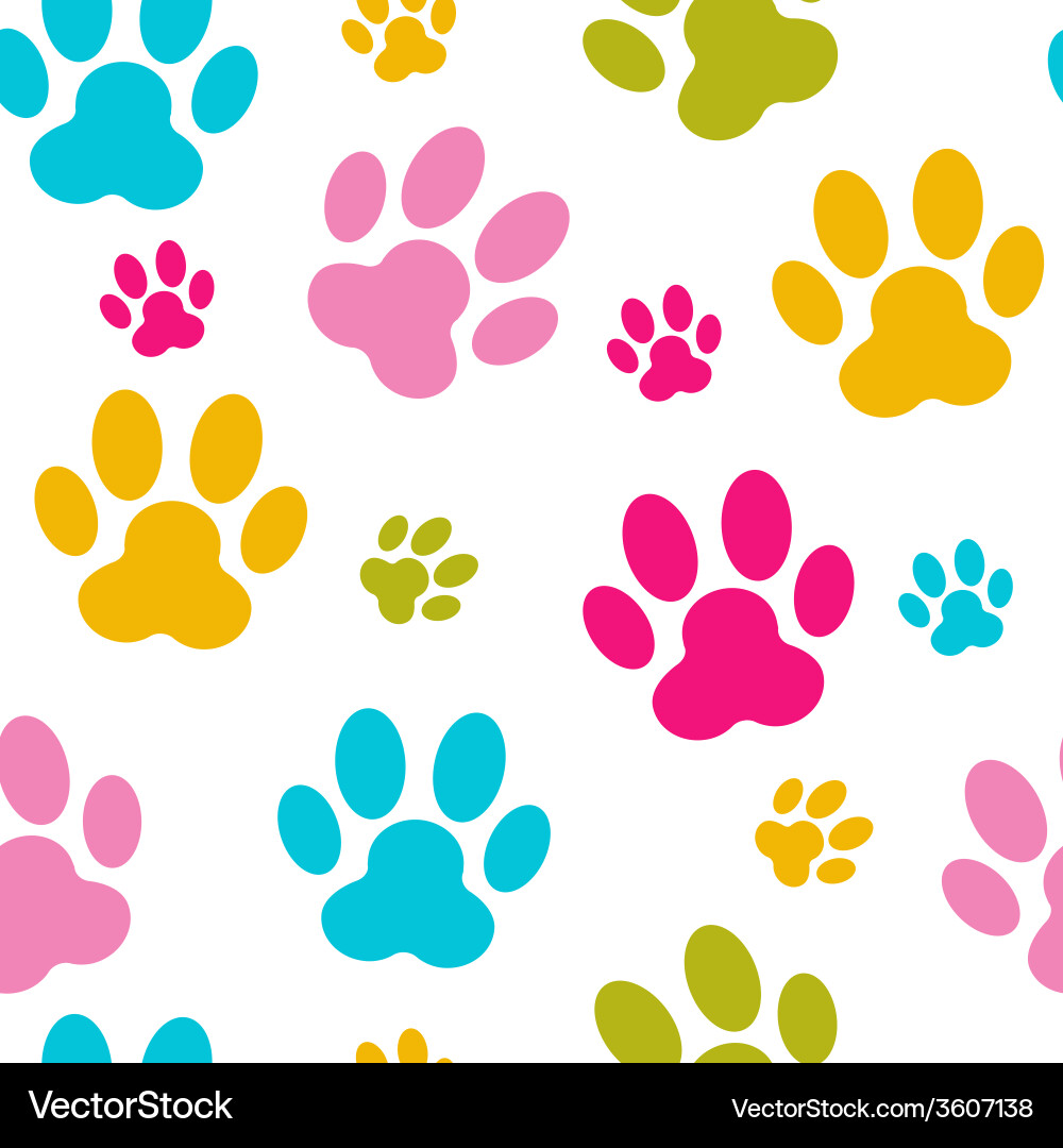 Animal paw seamless pattern background Royalty Free Vector