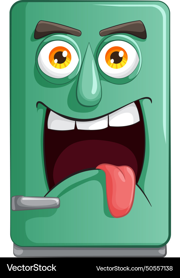 Animated fridge with a playful cheeky expression Vector Image