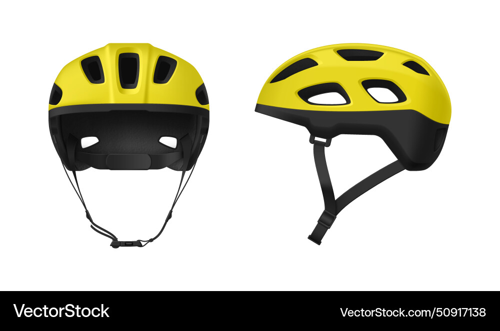 Bicycle helmet yellow black head protective Vector Image