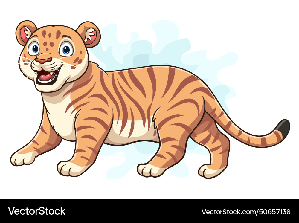 Cartoon happy liger isolated on white background Vector Image
