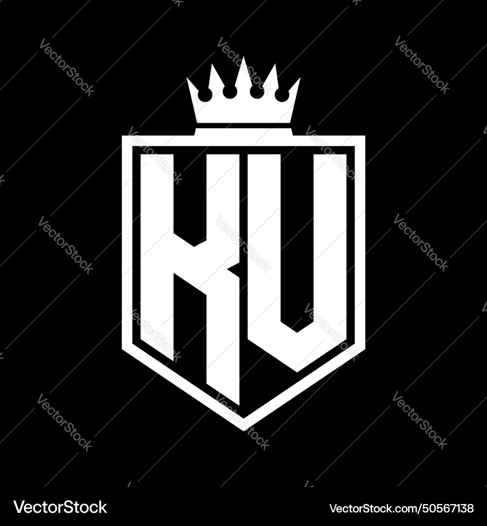 Kv logo monogram bold shield geometric shape Vector Image