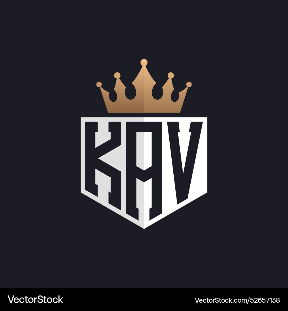 Luxury kav logo with crown elegant initials Vector Image