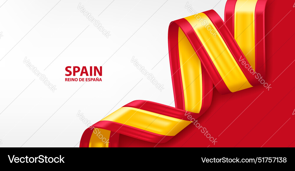 Spain 3d ribbon flag Royalty Free Vector Image
