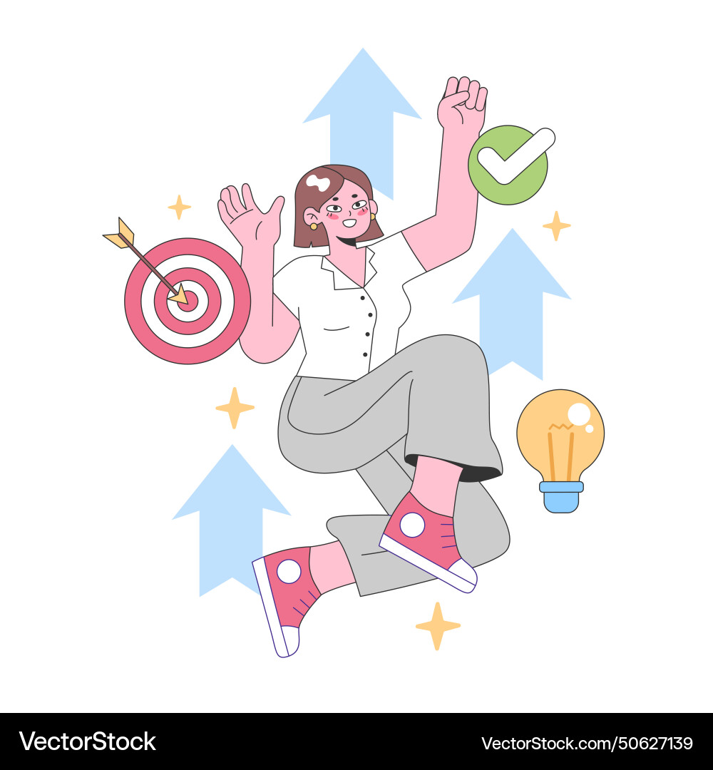 Achieving goals with precision flat Royalty Free Vector