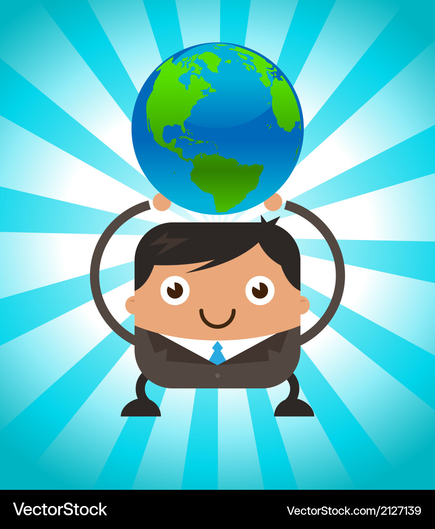 Business man holding planet earth Royalty Free Vector Image