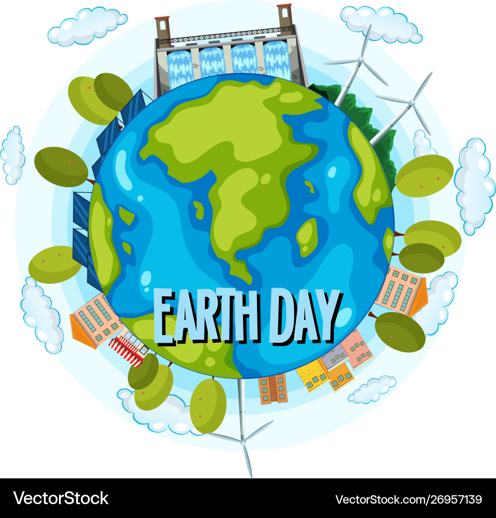Clean energy earth day poster Royalty Free Vector Image