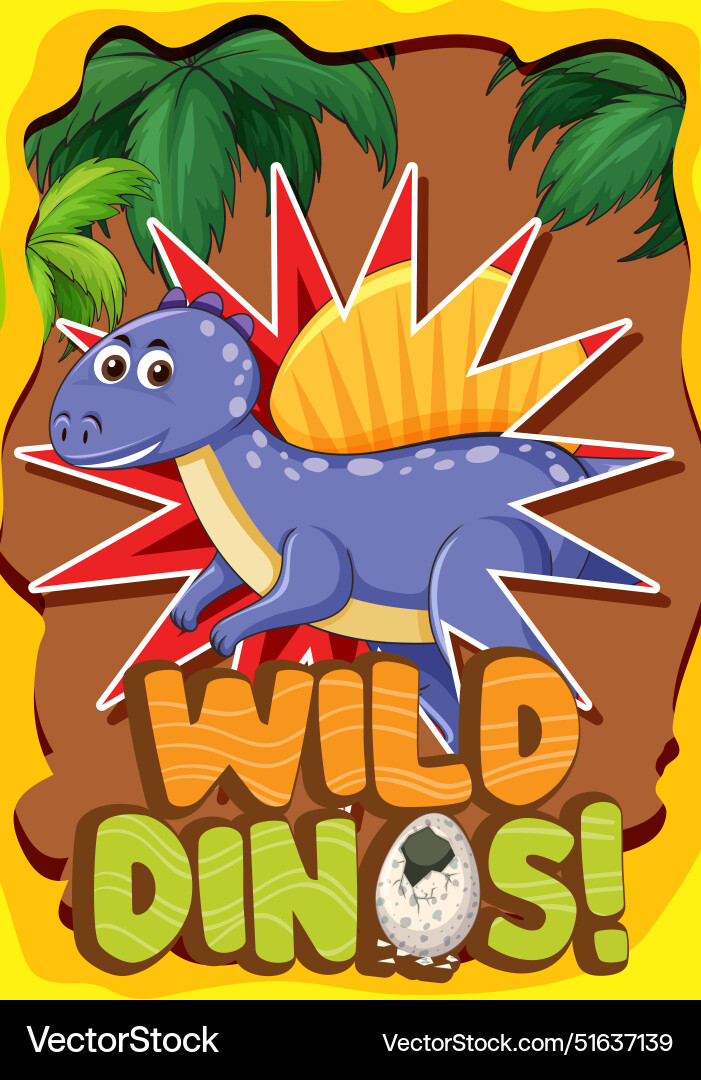 Colorful dinosaur with jungle background Vector Image